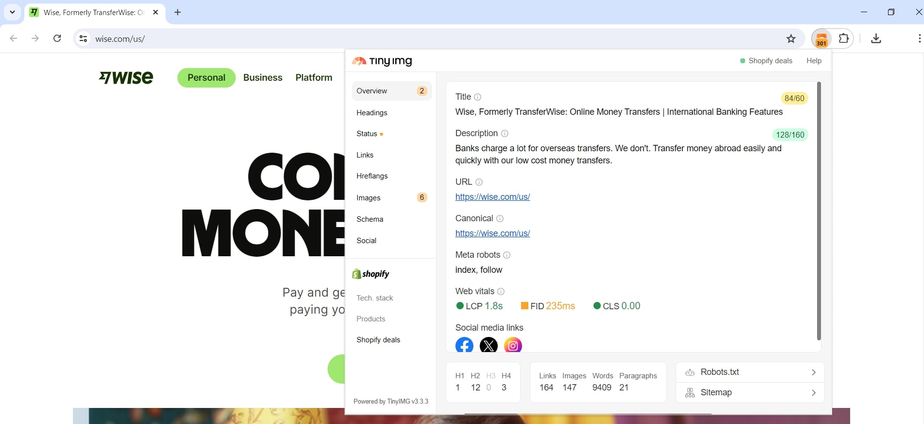 How to analyze landing pages with TinyIMG